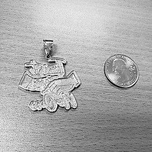 LA BLINGZ Sterling Silver TRUST NO ONE Hip-Hop Pendant