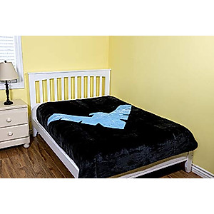 JPI Batman Nightwing Queen Blanket - Batman Logo - Black & Sky Blue - Officially Licensed by DC Comics - Super Soft & Thick - Queen 79'' x 95'' - 100% Polyester