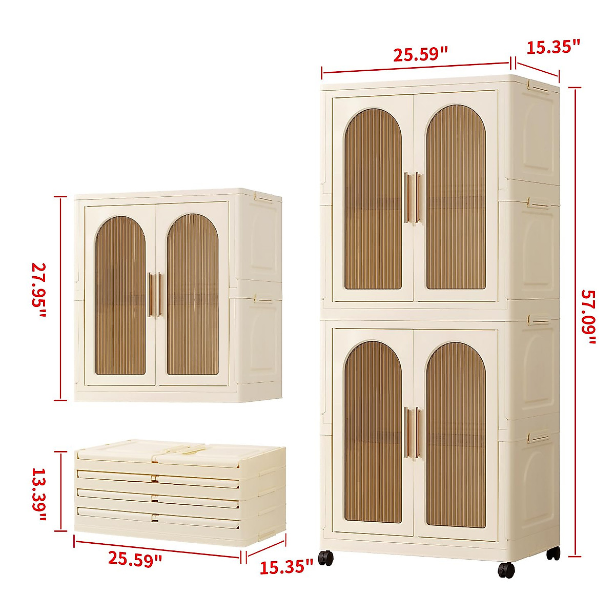 EHAMILY Portable Kids Closet Children's Wardrobe Collapsible Plastic Large Baby Clothes Cabinet Bedroom Nursery Armoire Quick Install Toddler Dresser with Hanging Rod and Door,Large 2 Cubes,White