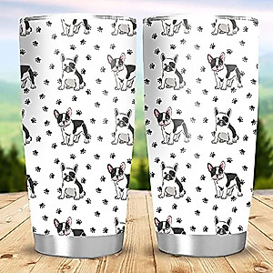 Waldeal Cute French Bulldog Coffee Mug Stainless Steel Tumbler with Lid, Double Wall Vacuum Insulated Travel Mug for Women Men Birthday or Christmas Gifts, 20oz