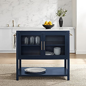 Crosley Furniture Katrina Kitchen Island with Faux Marble Top, Navy