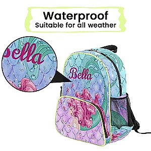 RIRIX Personalized Toddler Kids Backpack, Custom Mini Backpacks for Preschool, Schoolbag for Boys Girls Cute Mermaid Fish Scales
