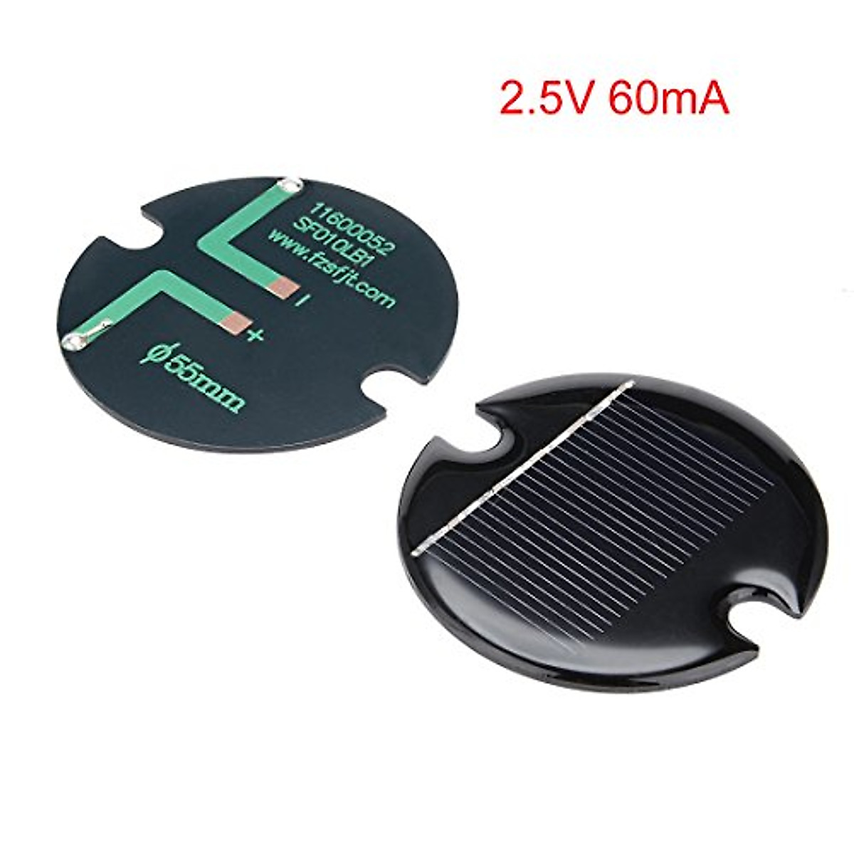 uxcell 5Pcs 2.5V 60mA Poly Mini Round Solar Cell Panel Module DIY for Phone Light Toys Charger 55mm Diameter