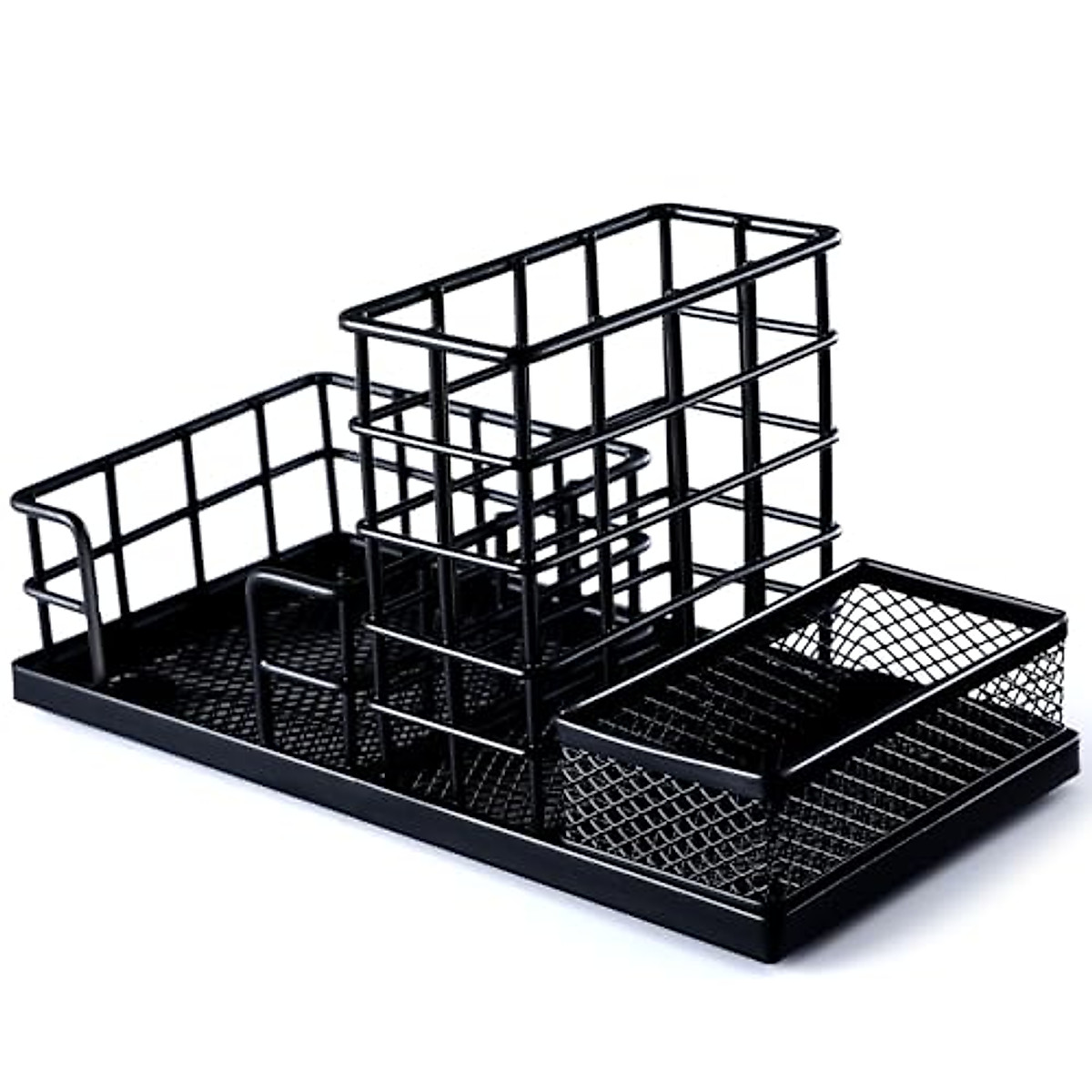 Chraevq Desk Organizers and Accessories, Mesh Office Supplies Desk Organizer, DIY Desktop Organizer, Pen Holder, Sticky Note Tray, Paperclip Storage and Office Caddy for Office Home School, Black.