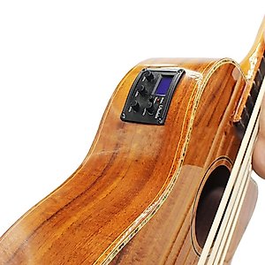 Jiayouy 1 Set 3-Band EQ Piezo Pickup Ukulele Preamp Amplifier Equalizer Tuner System with LCD Display and Volume Control