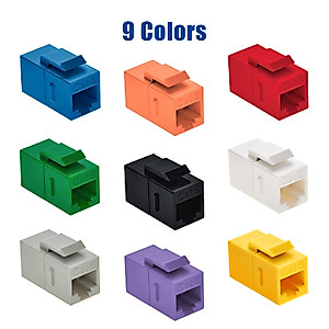 Beszin Cat.6 RJ45 Inline Coupler with Keystone Latch, Female-Female [50-Micron Gold Plated] (5-Pack, Black)