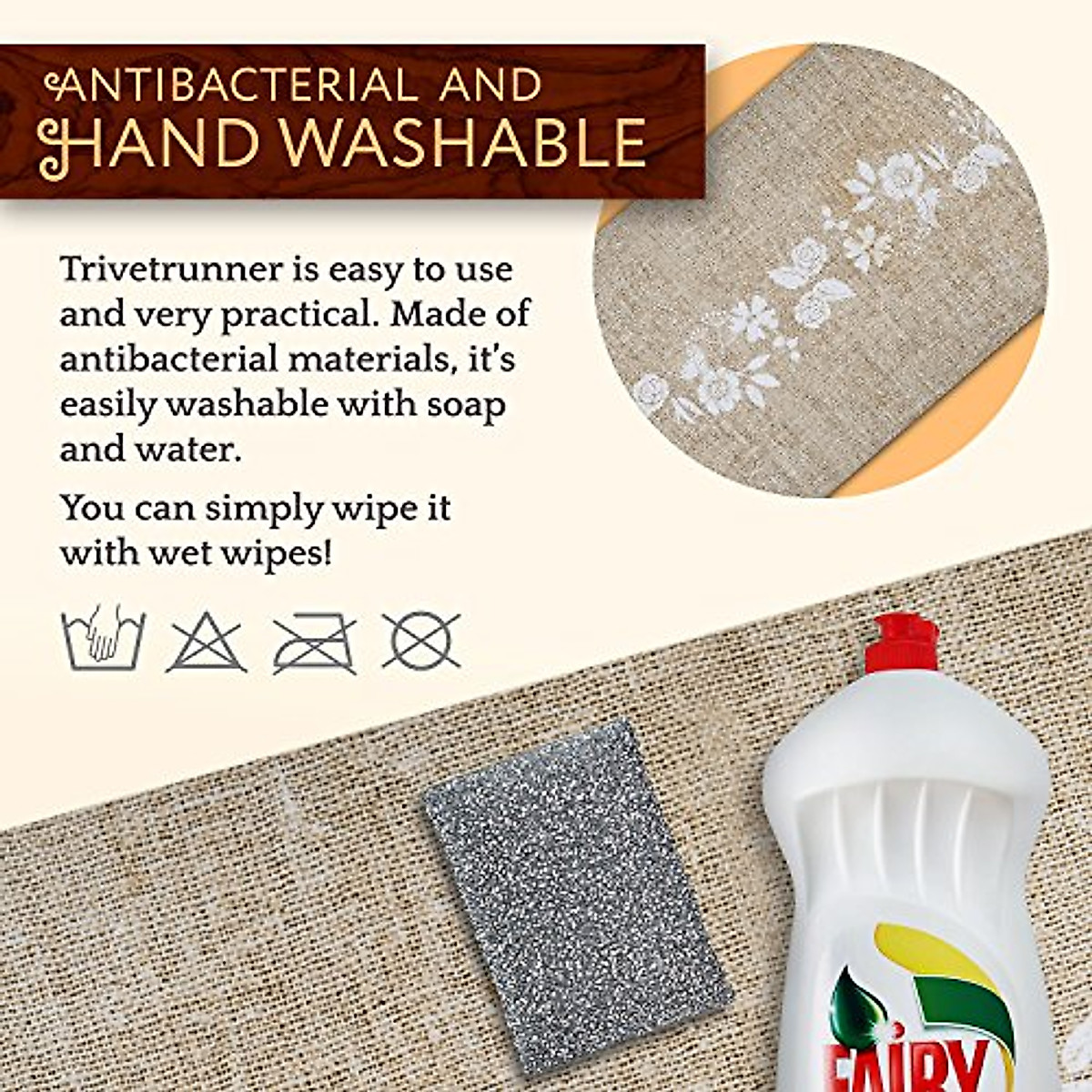 Anna Stay Table Runners - Trivet & Table Runner, Handles Heat Up to 300F, Anti Slip, Hand Washable, Convenient for Hot Dishes and Pots, Great as Jute Dresser Decor & Table Decor, Burlap Table Runners