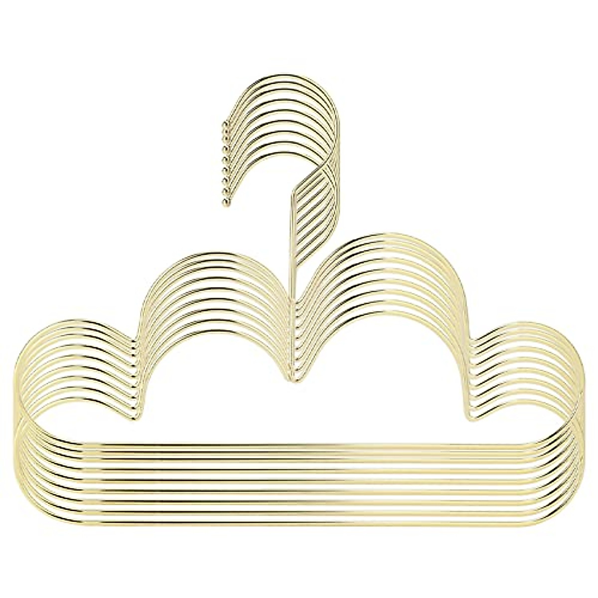 Pteanecay Coat Hangers for Kids,Gold Cloud Shape Metal Hangers Infant & Toddler Closet,11.8 * 7.7 * 0.2inch,10 PCS