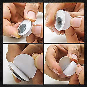 Trimming Shop 100pcs Plastic Self-Adhesive Wobbly Googly Wiggle Eyes for DIY Crafts, Teddy Bear Doll Making Toys Sticky Eyes, Black & White