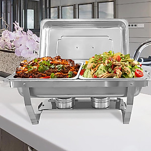 EVGTTI Chafing Dish Buffet Set 8 Pack Stainless Steel, Buffet Servers and Warmers Chafing Servers with Covers Folding Stand Food Warmer for Parties Buffets Catering Banquet Wedding