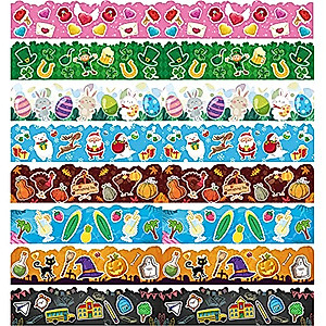 64 Pieces Holiday Bulletin Board Borders Easter Board Borders St. Patrick's Borders Seasonal Self Adhesive Strip Labels for Back to School Classroom Party Supplies