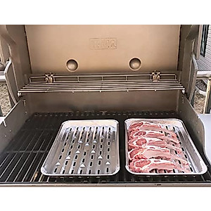 MILANGE Disposable Aluminum Grill Liner Topper with Holes 20 Pack Aluminum Foil Grill Pans (13.40 Inch) BBQ Grilling Tray Broiler Pans with Ribbed Bottom Surface