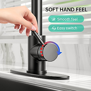 BASDEHEN Kitchen Faucets with Pull Down Sprayer, Black Spring Commercial Kitchen Sink Faucet Solid Brass with 10 Inch Mounting Table 1 Hole Or 3 Hole Compatible