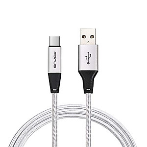 AccessoryChoice 6ft USB Type-C Cable for Sprint LG V20, V30 & Any USB-C Phone - White - High Speed & Braided - Charging & Syncing