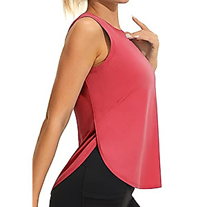 JOYSPELS Athletic High Neck Tank Top for Women - Sleeveless Workout & Yoga Shirt in Red