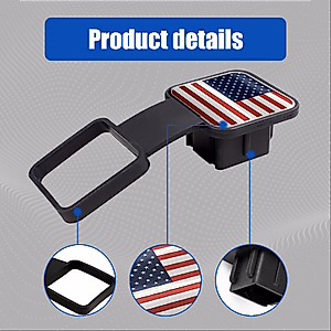 Fogfar 1 PC Square Tow Hitch Dust Plug, 3.14" x 3.14" x 1.96" American Flag Pattern Tow Tube Square Cover, Trailer Receive Tube Plug, Fits 2" x 2" Receiver Tube (Red)