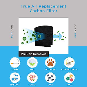PURIMADE Hamilton TrueAir Replacement Carbon Filter, 12Pack Hamilton Beach TrueAir Filters with 6Pcs Carbon Bags