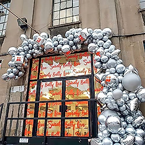 PartyWoo Metallic Silver Balloons 50 pcs 12 Inch and Disco Silver Foil Balloons 6 pcs