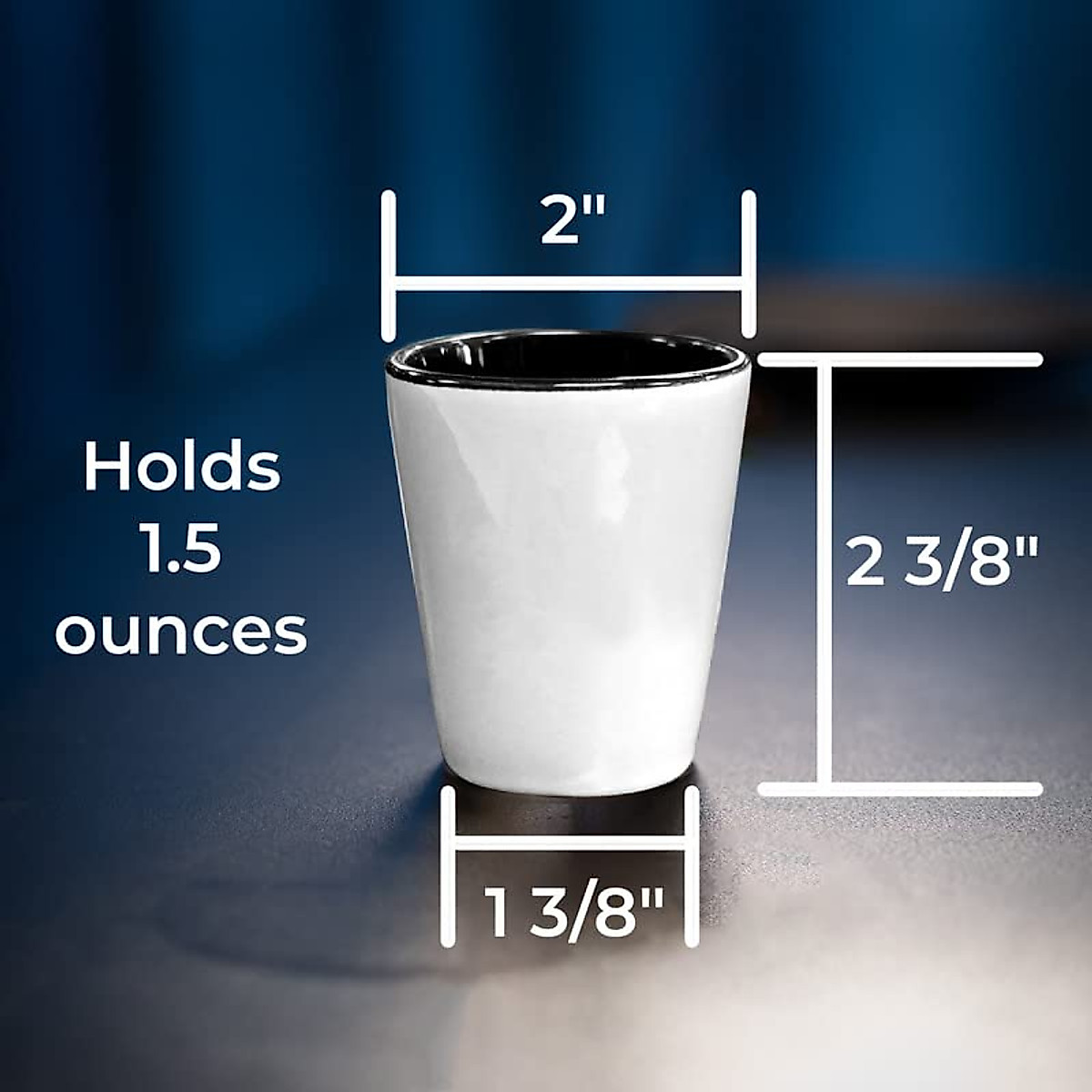 Washington DC Ceramic 1.5 Ounce Souvenir Shot Glass - White With Black Interior - Bachelor & Bachelorette Party Favors - Bridesmaid & Groomsmen Present - District of Columbia Home Town Decoration