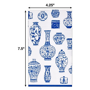Gift Boutique 100 Blue Floral Vase Guest Napkins Decorative Hand Towels 3 Ply Disposable Paper Blue & White Vases & Urns Napkin for Bathroom Holiday Wedding Bridal Shower Birthday Dinner Party Towel