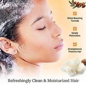 Herbishh Argan Oil Shampoo & Conditioner, Deep Cleansing & Promotes Hair Growth, Repairs Dry, Damaged Hair, UV Protection, With Shea Butter, Jojoba, Coconut oil for Frizzy Colored Hair 16.9fl.oz Each