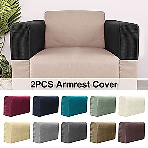 Susosu Couch Cover 2pcs/Pack Home Couch Solid for Sofa Armchair Slipcover Armrest Cover Non Slip Recliner Arm Cap Protective Living Room Stretchy (Color : K)