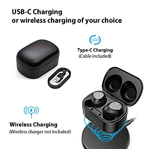 Geekee True Wireless Earbuds Bluetooth 5.0 Headphones, Clear Voice Call in-Ear Headset IPX7 Waterproof 40H Wireless Charging Case Sports Earphones (Black)