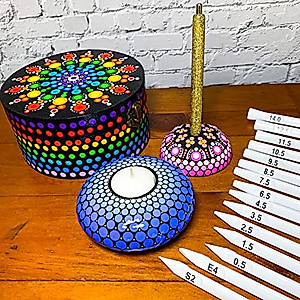 Dotting Tools for Painting Mandalas - Happy Dotting Company - 16pc Double Ended Super Set for Mandala dot Art - Includes Stylus - Unique Ellipse Tool - for Painting Rocks DIY Stone Craft and Canvas