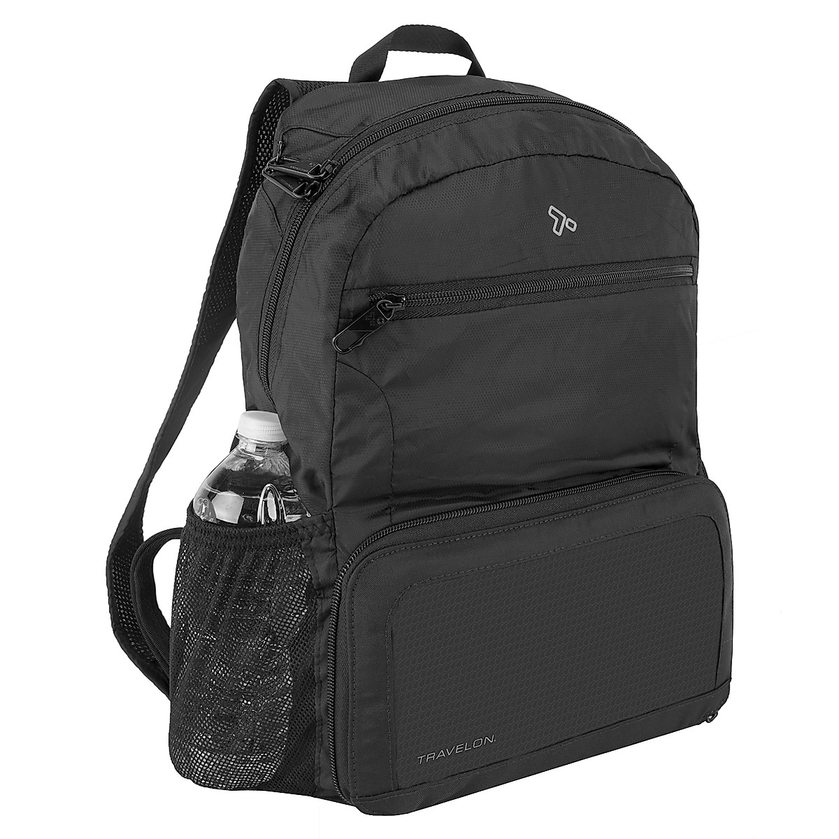 Travelon Anti-theft Packable Backpack, Black, Open 10.5 x 17 x 6 Packed 10.5 x 6 x 1