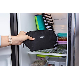 PackIt Freezable Lunch Bag with Zip Closure, Black Freezable Snack Bag, Black