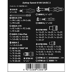 Wera 8100 SA/SC 2 Kit con cricchetto Zyklop Speed con attacco da 1/4 e 1/2, metrico, 43 pezzi & Bit-Check 30 Impaktor 1, 30 pezzi