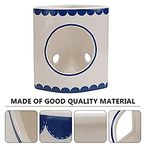 STOBOK Rabbit Hay Feeder Ceramic Bunny Feeder Rack Guinea Pig Hay Storage Stand Cage Grass Holder Manger Chinchilla Food Bowl for Small Animal Pet Supplies Blue