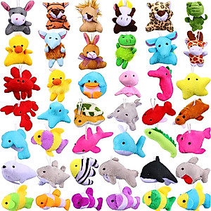 Sumind 42 Pcs Mini Plush Animals Toys Set, Cute Small Stuffed Animal Plush Keychain Decorations for Easter Themed Party Favors, Carnival Prizes, Rewards, Goodie Bags Filler(Cute Style)