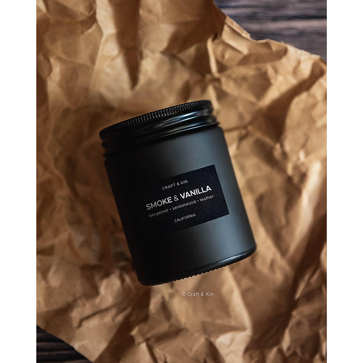 Scented Candles for Men | Smoke and Vanilla Candle for Men | Soy Candles, Long Lasting Candles, Home Decor | Masculine Candle, Wood Wicked Candles, Spring Candles | Vanilla Candle in Black Jar