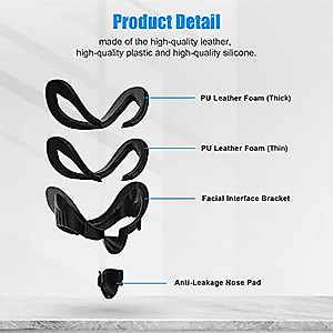 AMVR Magnetic Buckle Facial Interface Bracket & PU Leather Foam Face Cover Replacement for HP Reverb G2, with Anti-Leakage Nose Pad Accessories