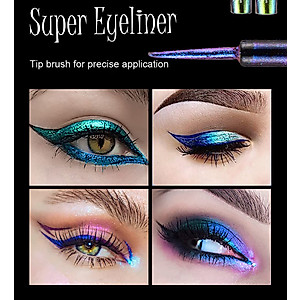 Mysense Chameleon Liquid Glitter Eyeliner, Metallic Satin Eyeliner Liquid Liner Multi-Reflective Sparkle Finish, Smudge-proof Long-lasting Glitter Eye Shadow Makeup, 01 Gold
