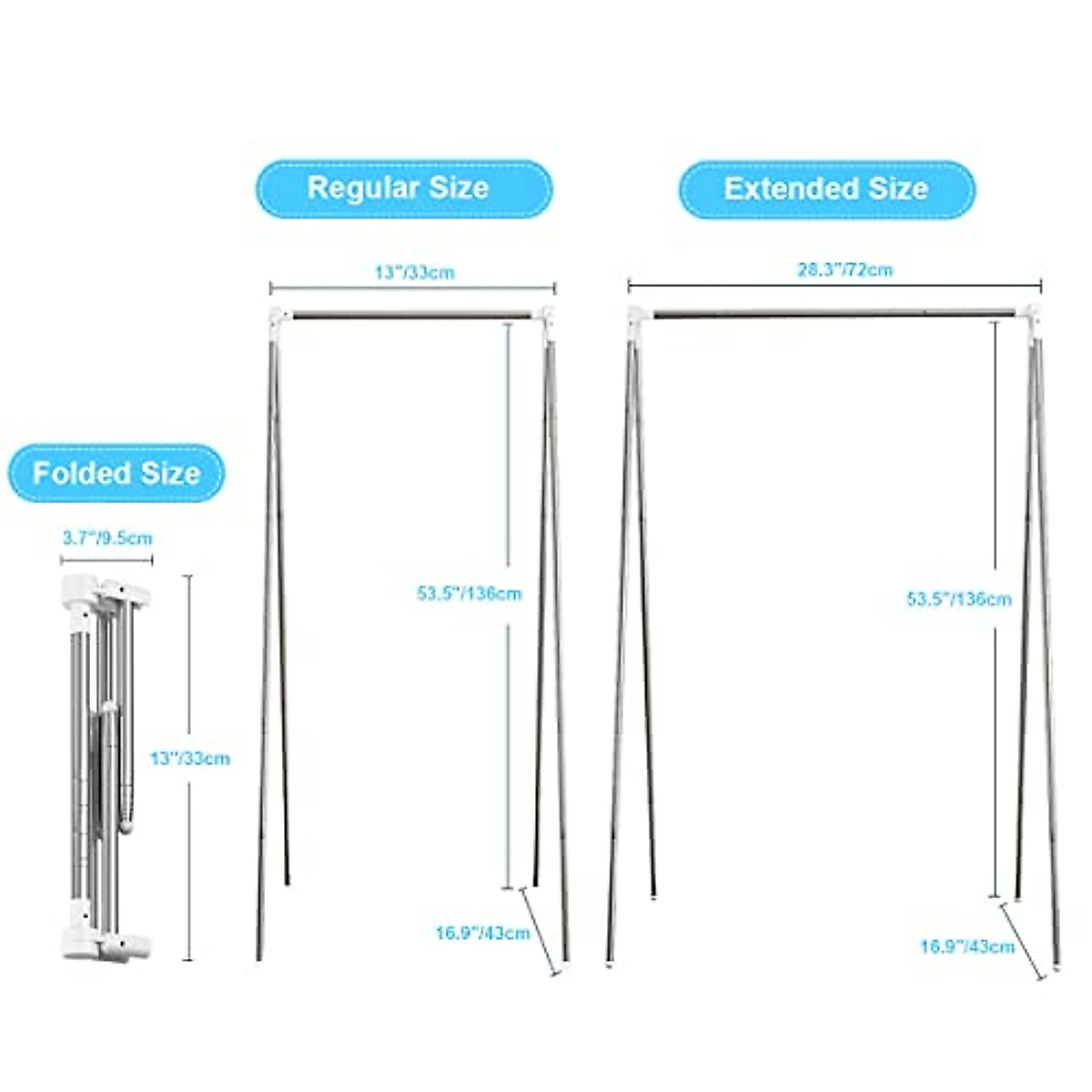 ANLEBUY Portable Travel Garment Rack, Foldable Collapsible Clothing Rack, Folding Portable Clothes Rack for Dance, Painting, Travel, Camping,Pool, Compact Mini Hanging Coat Drying Rack, White Regular