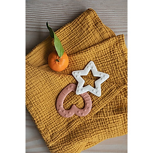 BIBS Baby Bitie Teether | BPA Free | Made in Denmark, Heart, Peach