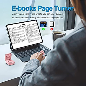 TikTok Remote Control Ring Kindle APP Page Turner, TIK Tok Scrolling Ring for Shutter Selfie Video Recording, Bluetooth Tiktok Clicker Finger Remote with Charging Case for iPad iPhone Android (Pink)