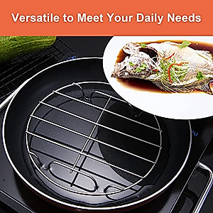 Wotermly 5 Pack Round Cooling Racks Set, 6, 7, 8, 9, 10 inch Air Fryer Rack Steamer Rack Baking Rack Stainless Steel Cake Pan for Baking Canning Cooking Lifting Food in Pots