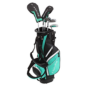 Aspire Golf Junior Plus Complete Golf Club Set for Children Kids - 5 Age Groups Boys & Girls - Right Hand (Green Ages 7-8)