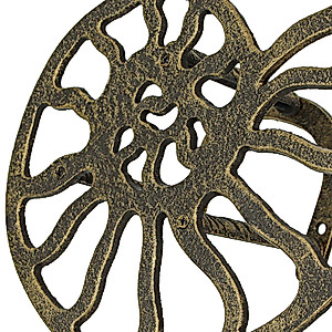 12-Inch Bronze Finish Cast Iron Nautilus Seashell Decorative Hose Holder: Wall-Mounted Outdoor Nautical Décor for Stylish and Functional Garden Organization