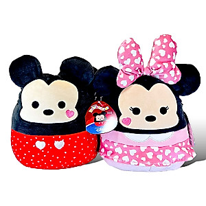 Squishmallows Official Kellytoy Perfect Pair Mickey Mouse and Minnie Mouse Plush with Hearts - Set of 2 - 2023 Valentine’s Squad Stuffed Animal Toy Pillow Doll, Multicolor, Small 8''
