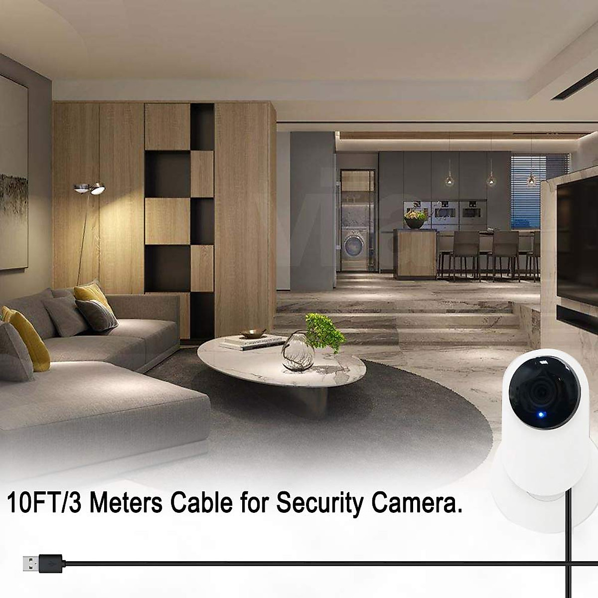 SIOCEN 10FT USB Power Extension Cable for WyzeCam Pan,WyzeCam,Echo Dot Kasa Cam,Yi Camera,YI Dome Home,Oculus Go,Furbo Dog,Nest Cam,Blink,Cloud Camera,Netvue,Security Camera Charging Cord