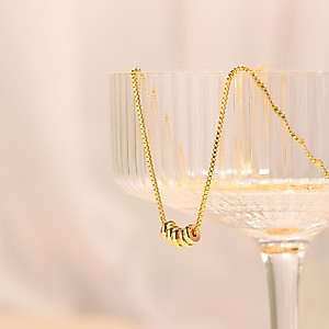 VRIUA Gold Necklace for Women, Dainty Gold Necklace 14k Gold Plated Ball Pendant Necklace Simple Box Chain Necklace Delicate Jewelry Everyday for Women