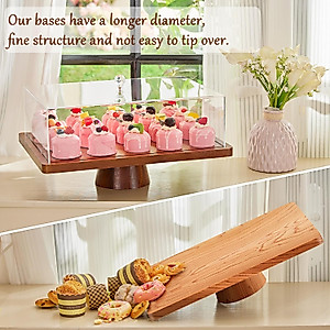 Cake Stand with Lid-Acacia Wood Cake Stand,2-in-1 Shatterproof Serving Platter & Charcuterie Board with Lid, Dessert Table Display for Party,Fruit Tray,Cheese,Veggie,Large Rectangular Cake Dome Cover