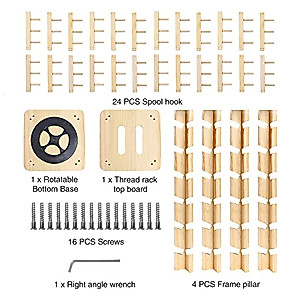 MEGREZ 72 Spools Wooden Thread Holder, 360° Rotate Thread Rack Embroidery Thread Holder Stand for Sewing, Hanging Jewelry, Hair Ring