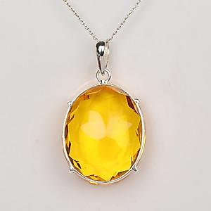 GEMHUB 80.00 Ct. Stunning Yellow Citrine Oval Cut Gemstone Pendant Without Chain Handmade Sterling Silver