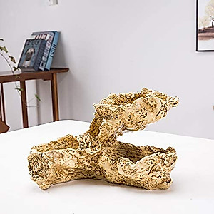 Faux Driftwood Planter Sculpture Multilayer Log Planter Artificial Tree Root Stump Style Flower Pot Indoor&Outdoor Planter (Multilayer)