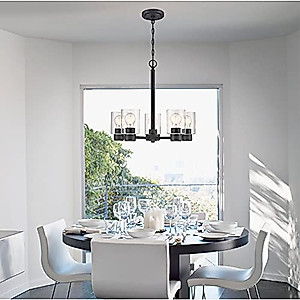 Westinghouse Lighting 6115300 Sylvestre Transitional Five-Light Indoor Chandelier, Matte Black Finish, Clear Glass